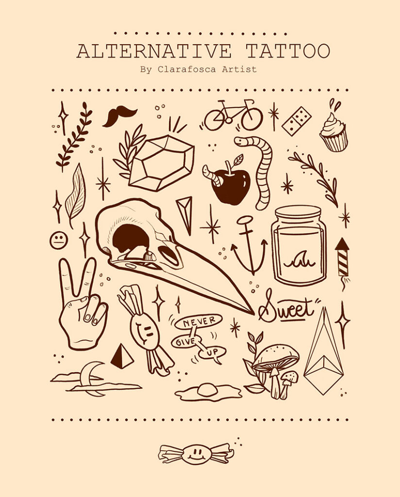Poster Design Print "Alternative Tattoo" - Beige and Black Options ...