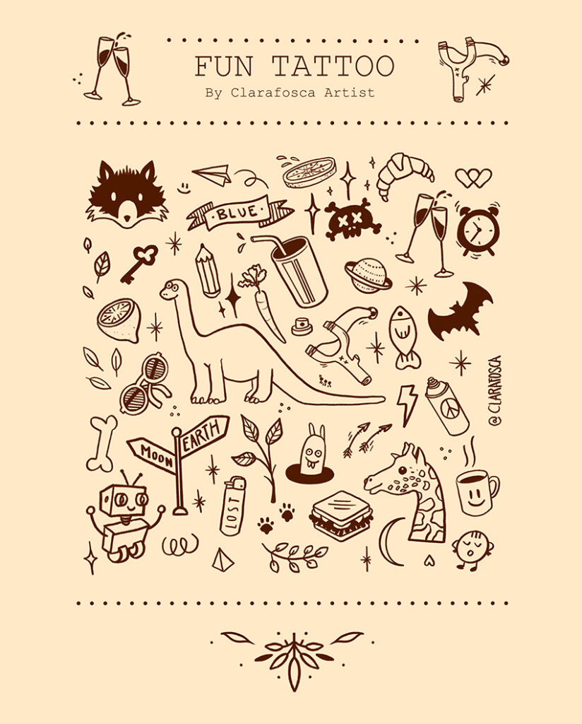 Poster Design Print "Fun tattoo" - Beige and Black Options - Prints and ...